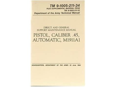 Pistol Cal Automatic M A Military Manual By Department Of
