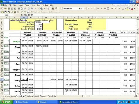 Microsoft Spreadsheet Template — Db