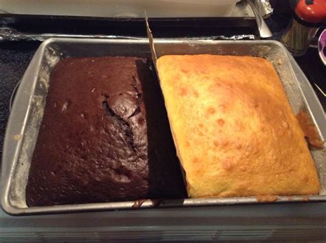 Half Chocolate Half Vanilla Cake With Aluminum Divider