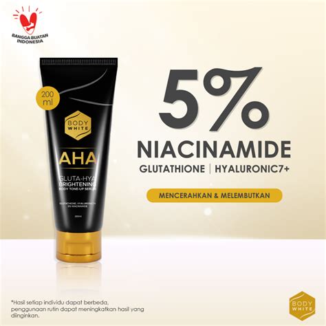 Jual Body White Aha Gluta Hya Brightening Body Tone Up Serum 200ml