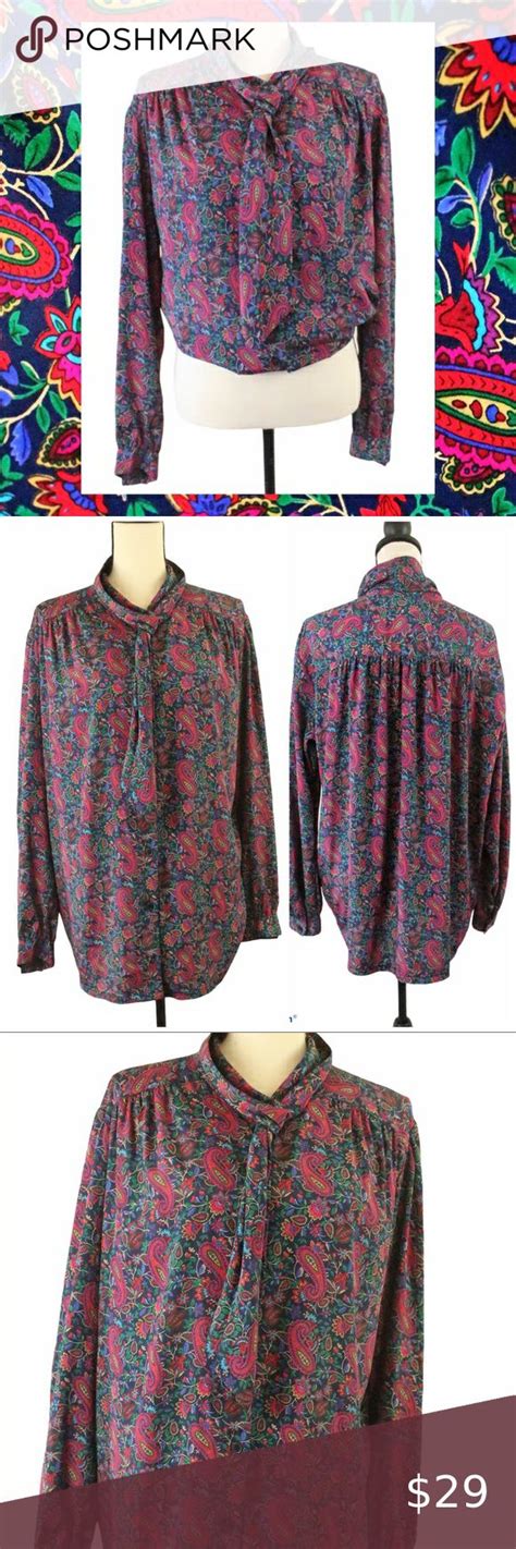Vintage 80s Koret Print Paisley Secretary Blouse