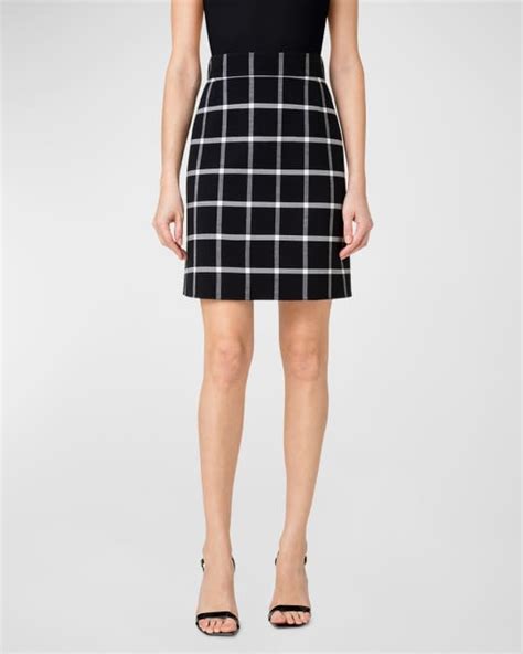 Akris Reversible Check Wool Pencil Skirt Neiman Marcus