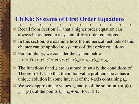 Ppt Ch 8 6 Systems Of First Order Equations Powerpoint Presentation Id 3131116
