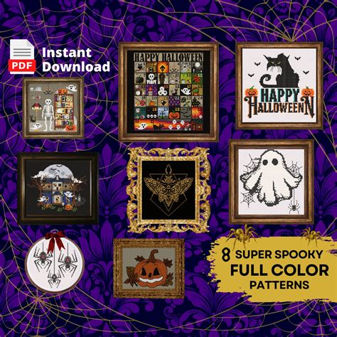 Halloween Cross Stitch Patterns Counted Full Color Digital Pdf