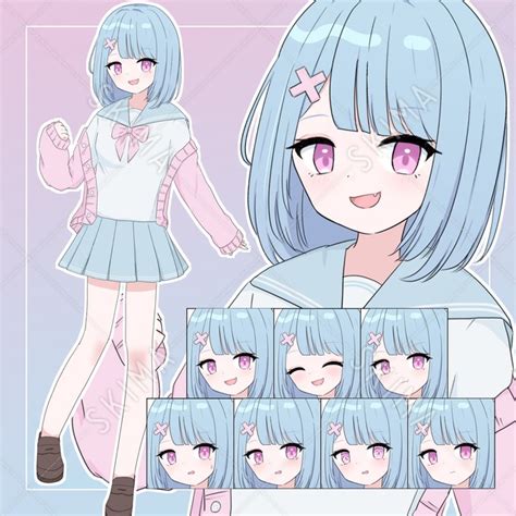 水色セーラー服の女の子 表情差分7種 Skima（スキマ）