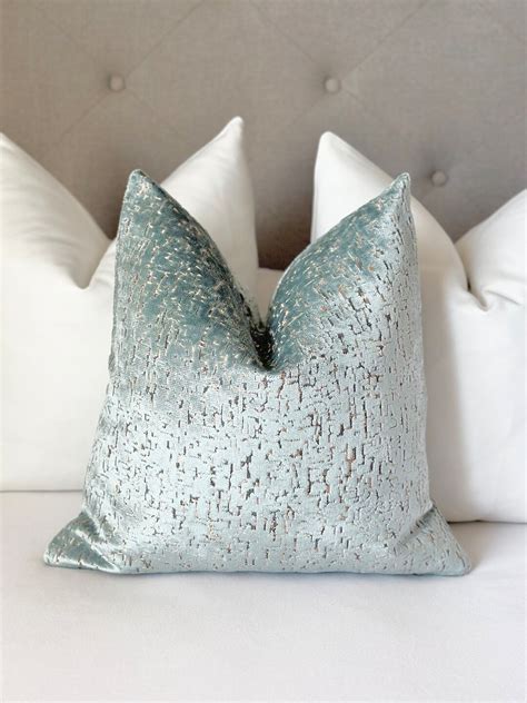 Mist Blue Velvet Throw Pillow Cover Light Blue Velvet Pillowcase
