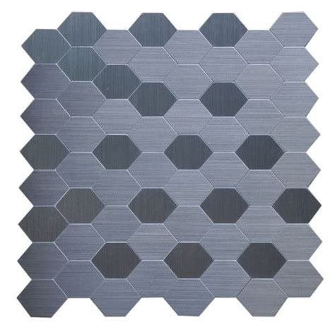 Stainless Steel Peel And Stick Metal Look Tile In Gray