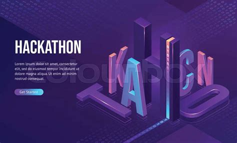 hackathon isometric landing page 3d typography with binary colourbox