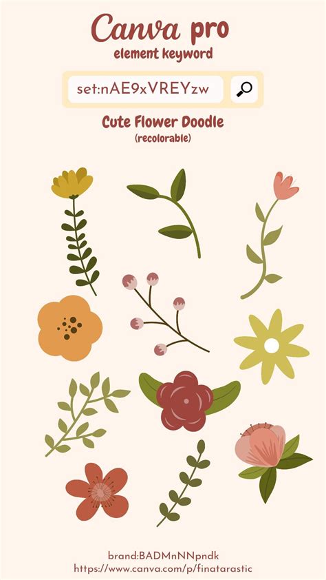 Cute Flower Doodle Canva Element Keyword In 2022 Flower Doodles
