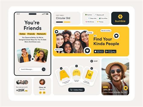 bumble bento grid app interface design web layout design design