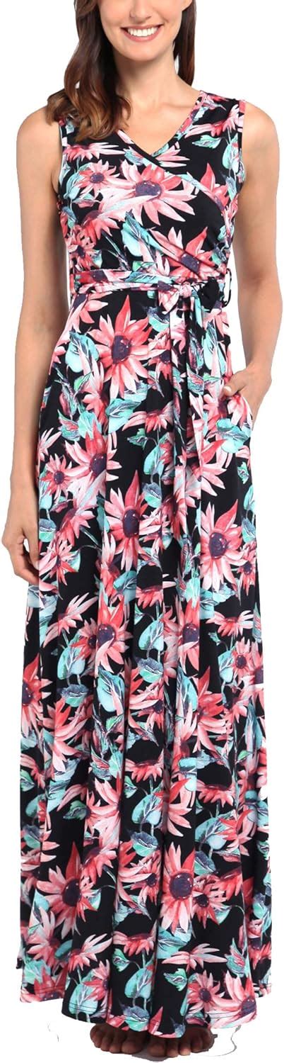 Comila Womens Summer V Neck Floral Maxi Dress Casual Long Dresses With Pockets At Amazon Women