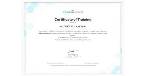 Lakshmi Kalyani On Linkedin Successfully Completed The Web Development