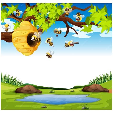 Diseño De Fondo De Abejas Vector Premium