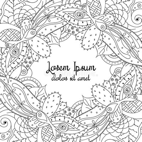 Комплект кактуса Zentangle иллюстрация вектора План нарисованный рукой