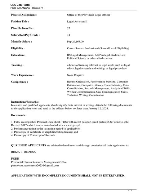 Legal Assistant Ii Pdf