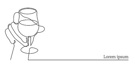 La Main Tient Le Verre De Vin Qui Clique Une Ligne Dart Contour De