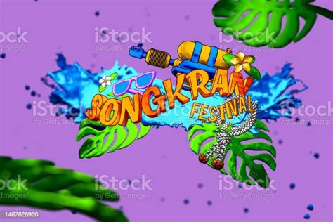 밝은 여름 색상의 태국 송크란 축제 문구가 있는 표지판의 3d 렌더링 0명에 대한 스톡 사진 및 기타 이미지 0명 3차원 형태 4월 Istock