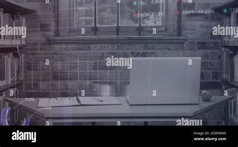 animation of graphs trading boards loading circles laptop notepads
