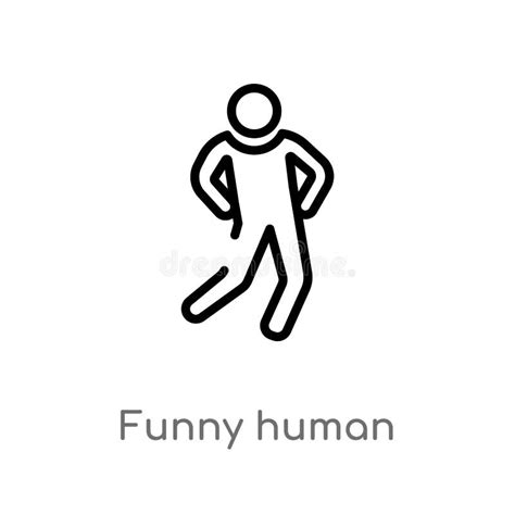 Outline Funny Human Vector Icon Isolated Black Simple Line Element Illustration From Feelings