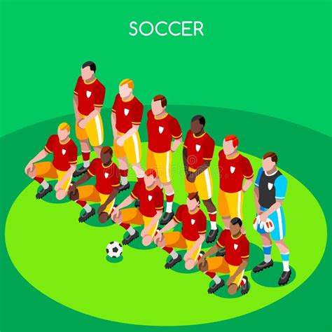 Soccer Team Players Athlete Sports Icon Set3d Isometric Soccer Match