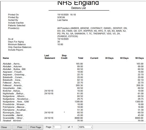 Debtors List Report EXACT Help Centre