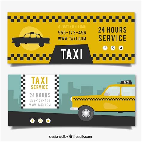 Banners Del Servicio De Taxis Vector Gratis