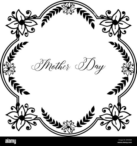 Card Mother Day Design Silhouette Flower Frame Style Elegant Vector