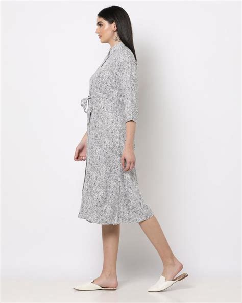 Printed Shirt Dress With Waist Tie Up Jiomart