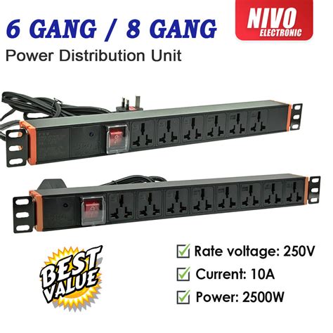 Pdu Power Distribution Unit 6 Gang 8 Gang Uk 3 Pin Power Socket Extension Shopee Malaysia