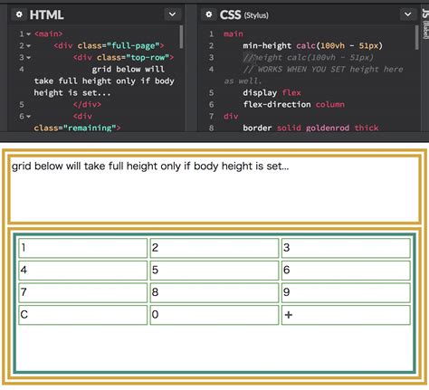 Css Make A Grid Expand To Remaining Height Inside A Flex Item Stack