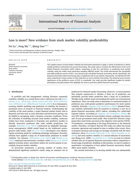 Pdf Less Is More New Evidence From Stock Market Volatility