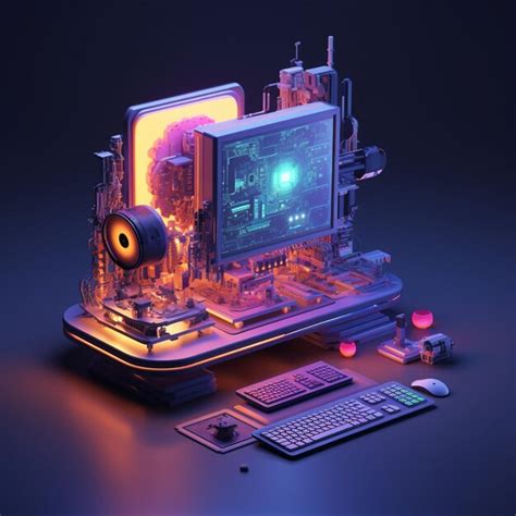 Premium Photo View Of 3d Personal Computer With Workstation