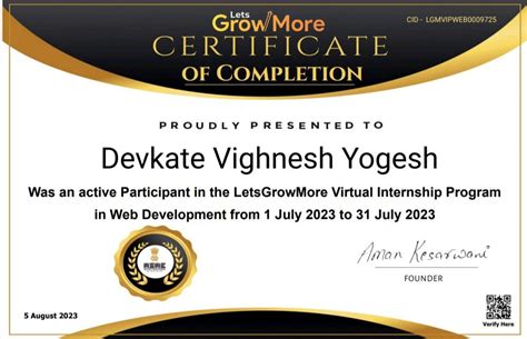 Vighnesh Devkate On Linkedin Letsgrowmore Amankesarwani Webdevelopment