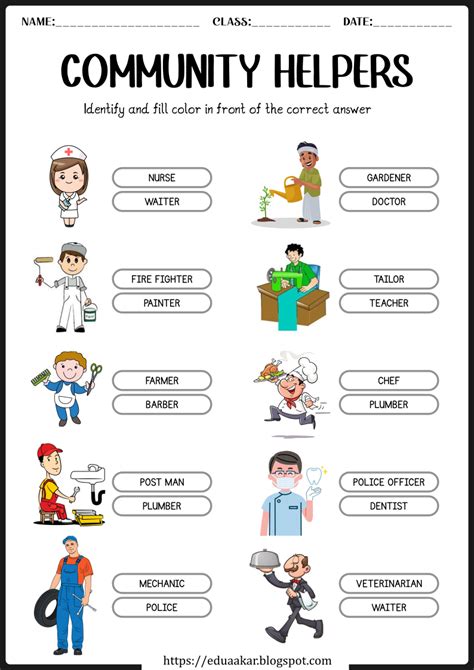 The Community Helpers Worksheet Is Shown In This Graphic File Which