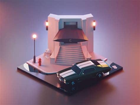 John Wick At Continental Blender 3d Isometric Art Illustration
