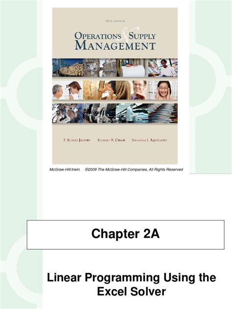 chap 2a linear programming using the excel solver pdf linear