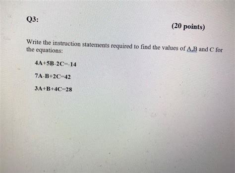 Solved Q3 20 Points Write The Instruction Statements