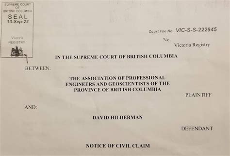 On November 17 I Testified In My Defence In The Supreme Court Of British Columbia As A Result Of