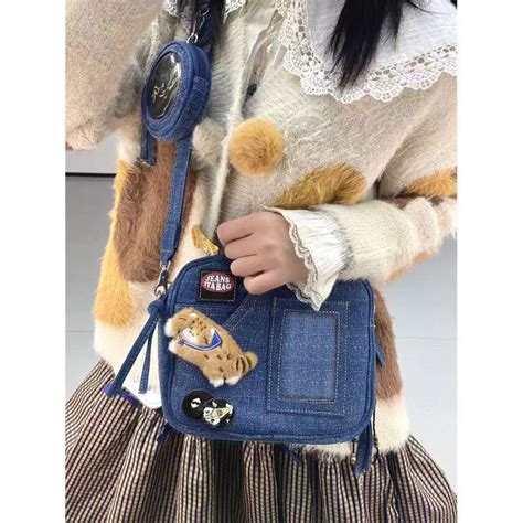 斜跨包 Ins韓版休閑迷你牛仔布包女 日系文藝逛街百搭手提小包帆布痛包潮 蝦皮購物