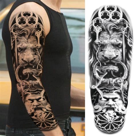 Super Grande Br Jula Cabeza De Lobo Ojo Tatuaje Temporal Mangas Para