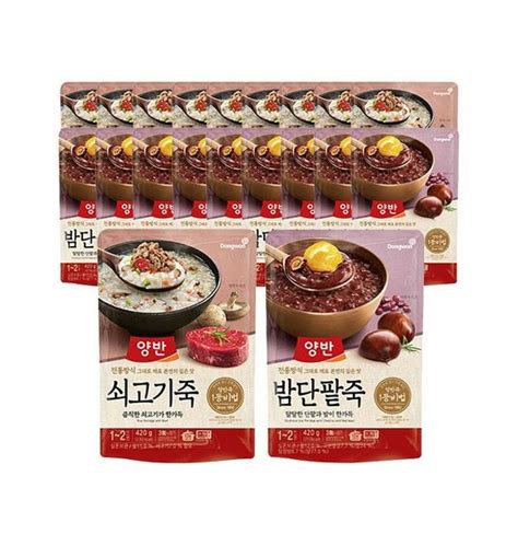 동원에프앤비 동원 양반 쇠고기죽 420g X 10개 밤단팥죽 420g X 10개sh 티몬