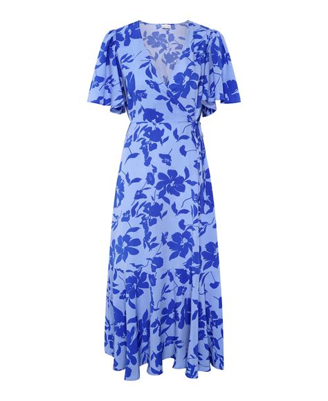 Blue Floral Wrap Midi Dress Needs No Label
