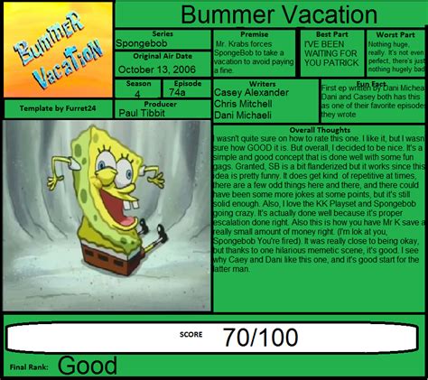 Spongebob Review Bummer Vacation By Spongey444 On Deviantart