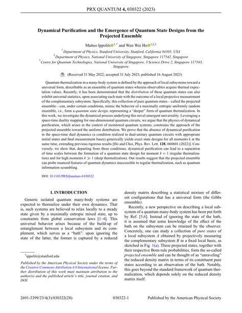 Pdf Dynamical Purification And The Emergence Of Quantum State Designs