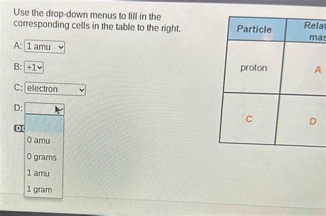 Solved Use The Drop Down Menus To Fill In The Corresponding Cells In