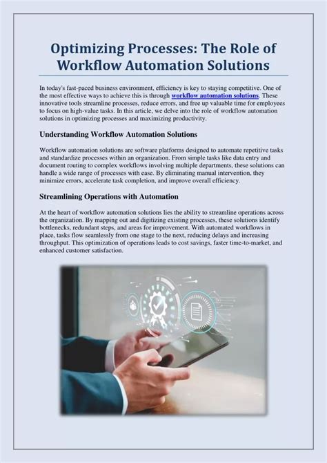 PPT Optimizing Processes The Role Of Workflow Automation Solutions