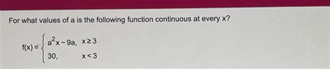 solved for what values of a ﻿is the following function
