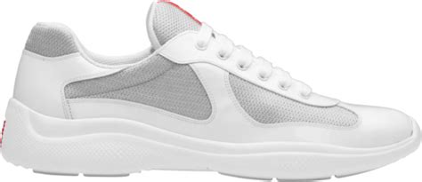 Prada Patent White Silver Americas Cup Sneakers INC STYLE
