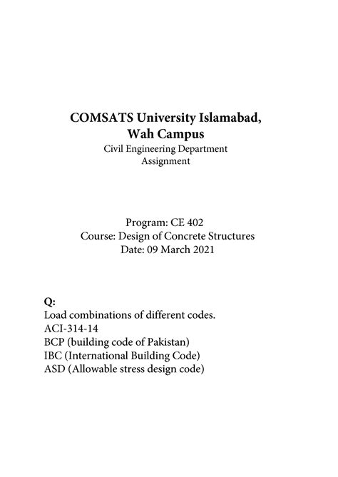 Solution Design Of Concrete Structures Load Combinations Ibc Pbc Asd