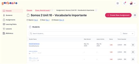 View Student Assignments And Progress Garbanzo